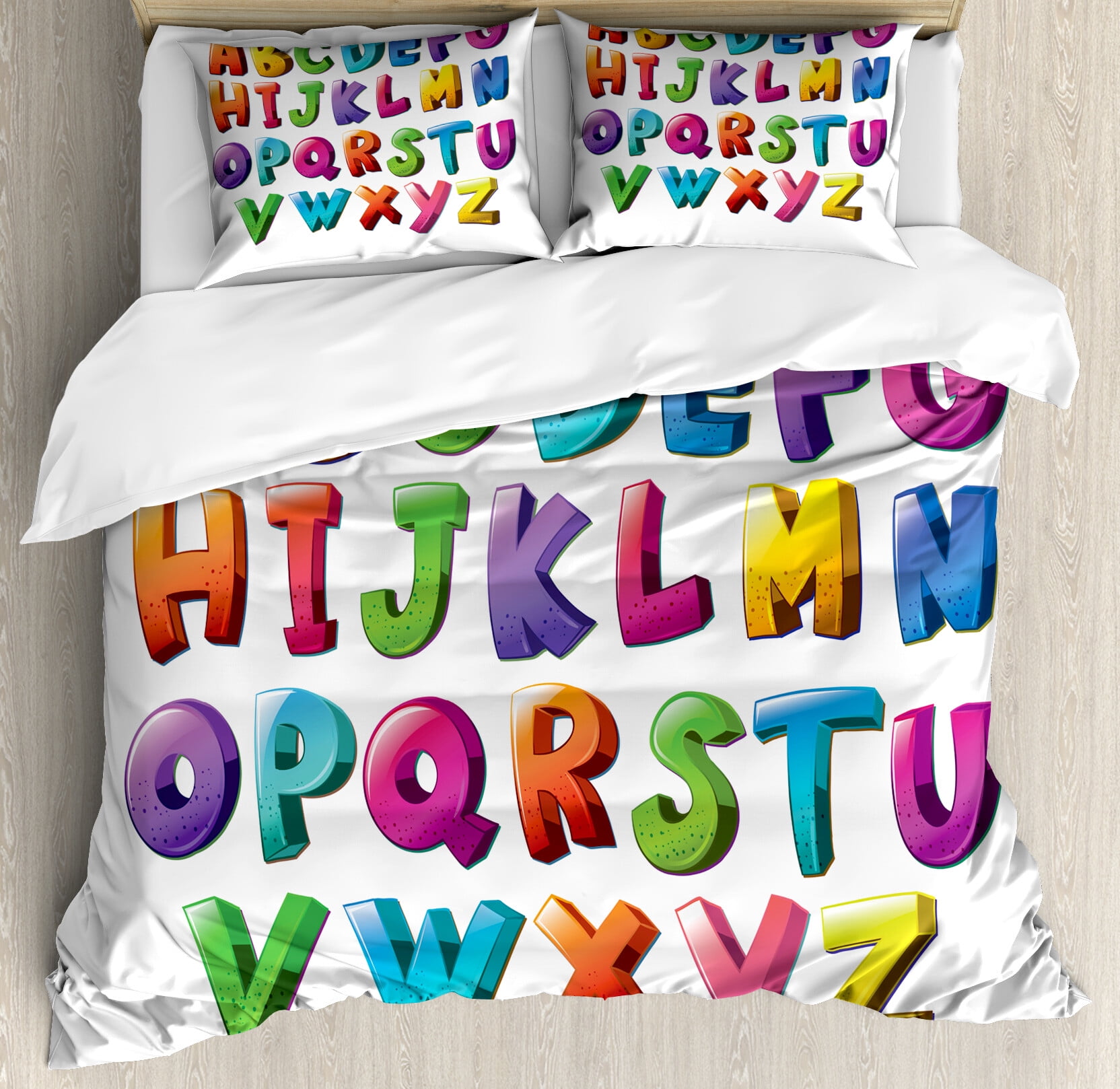 Alphabet Duvet Cover Set, Gradient Colors Graffiti Look Letters on ...