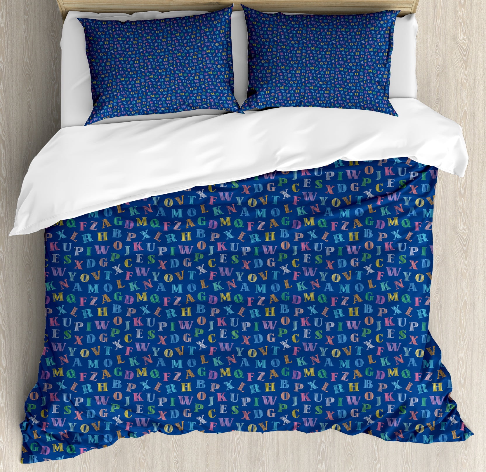 Alphabet Duvet Cover Set, Layout of English ABC's Illustrated in a ...