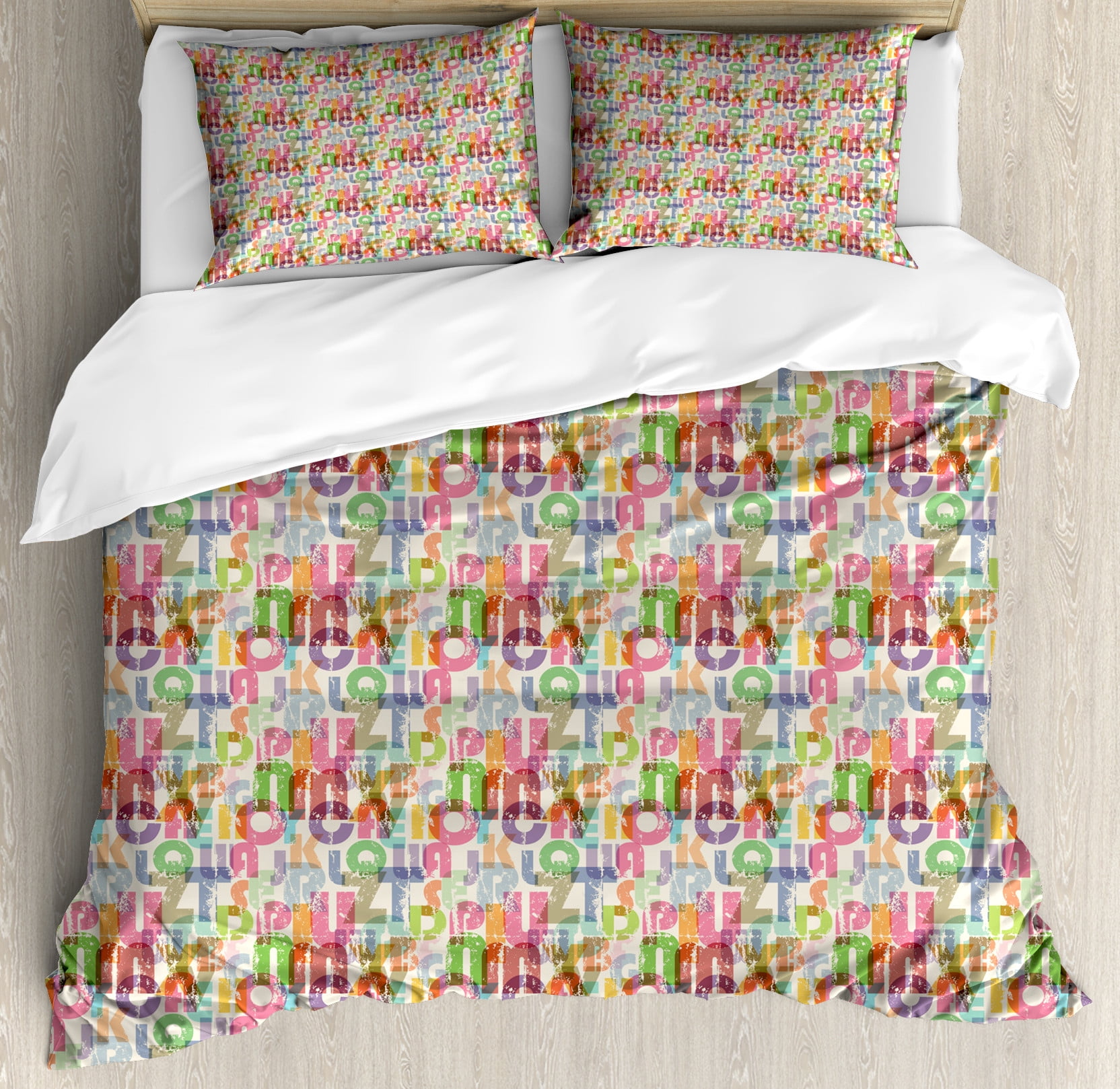 Alphabet Duvet Cover Set, Modern Design of Big Energetic ABC ...