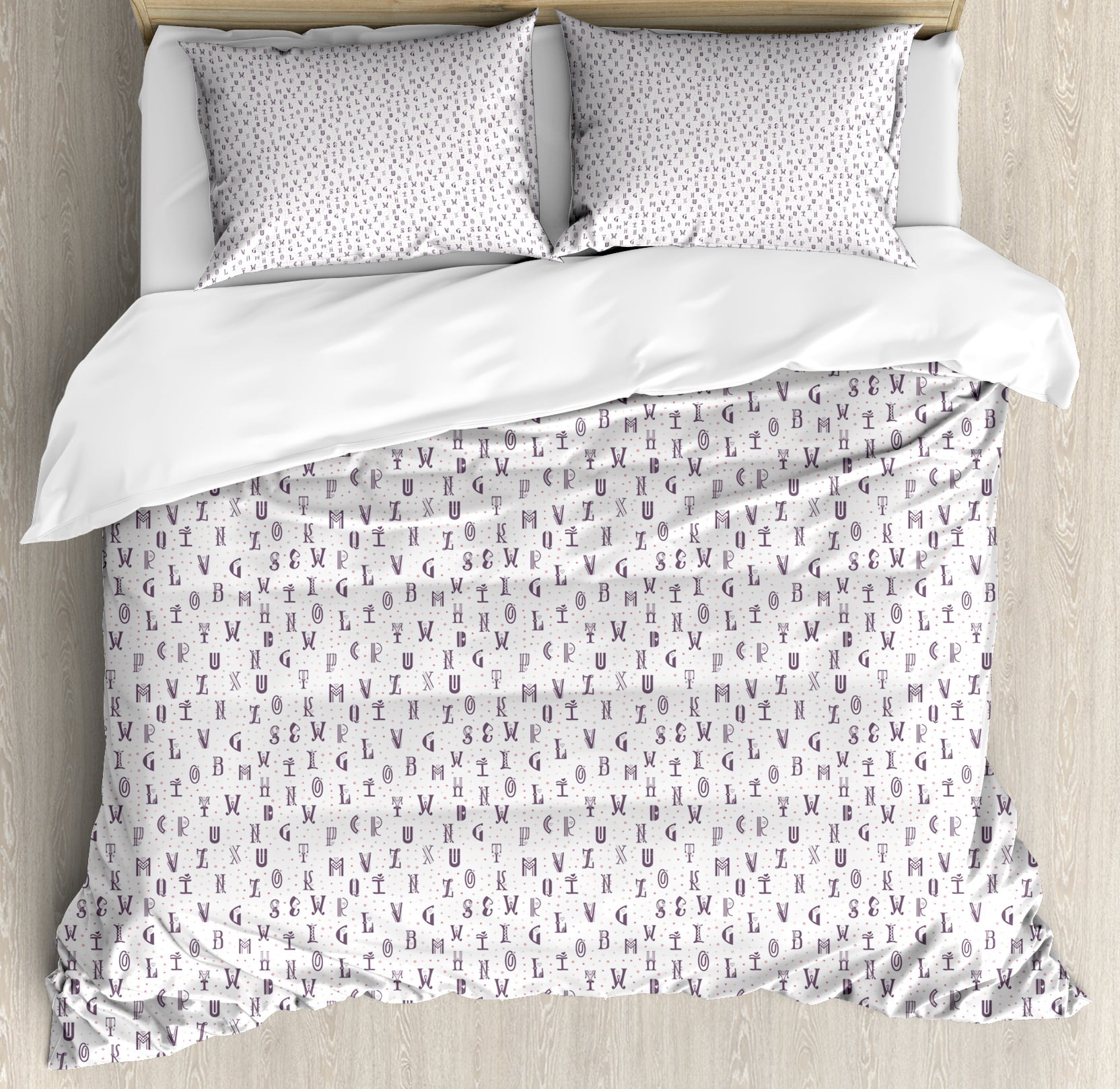 Alphabet Duvet Cover Set, Ornamental Capital Letters Curvy Swirling ...