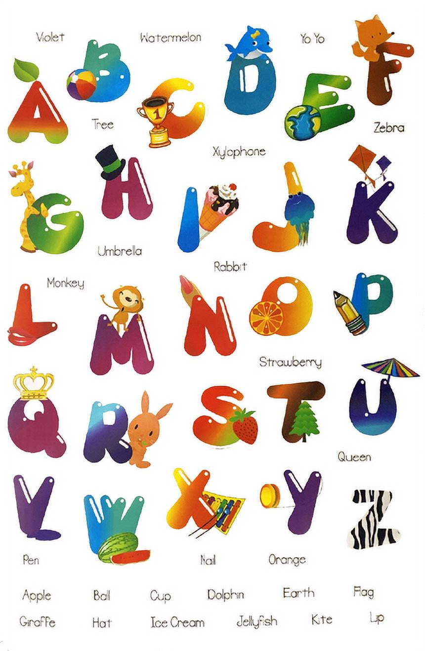 Alphabet Education Words and Letters Style Easy Peel and Stick DIY Wall ...