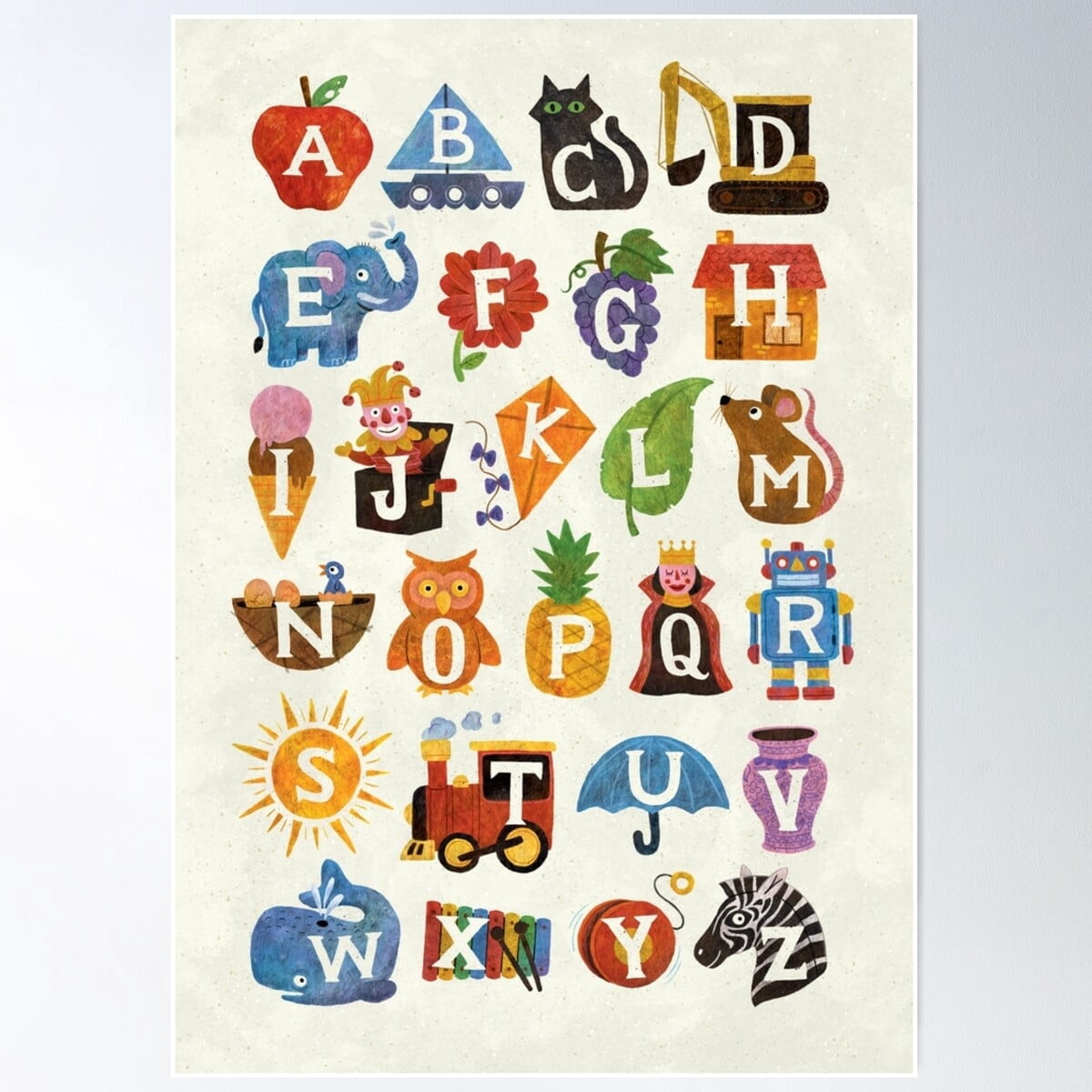 Alphabet Educational Minimalist Nursery Wall Art Poster, Unframed ...