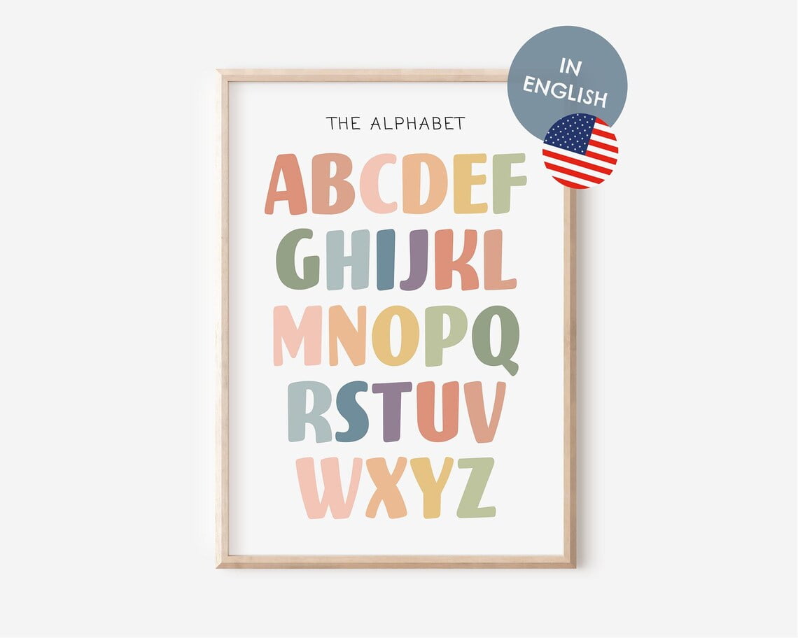 The Alphabet Educational Poster English In A4 & A3 For Kids Room Abc ...