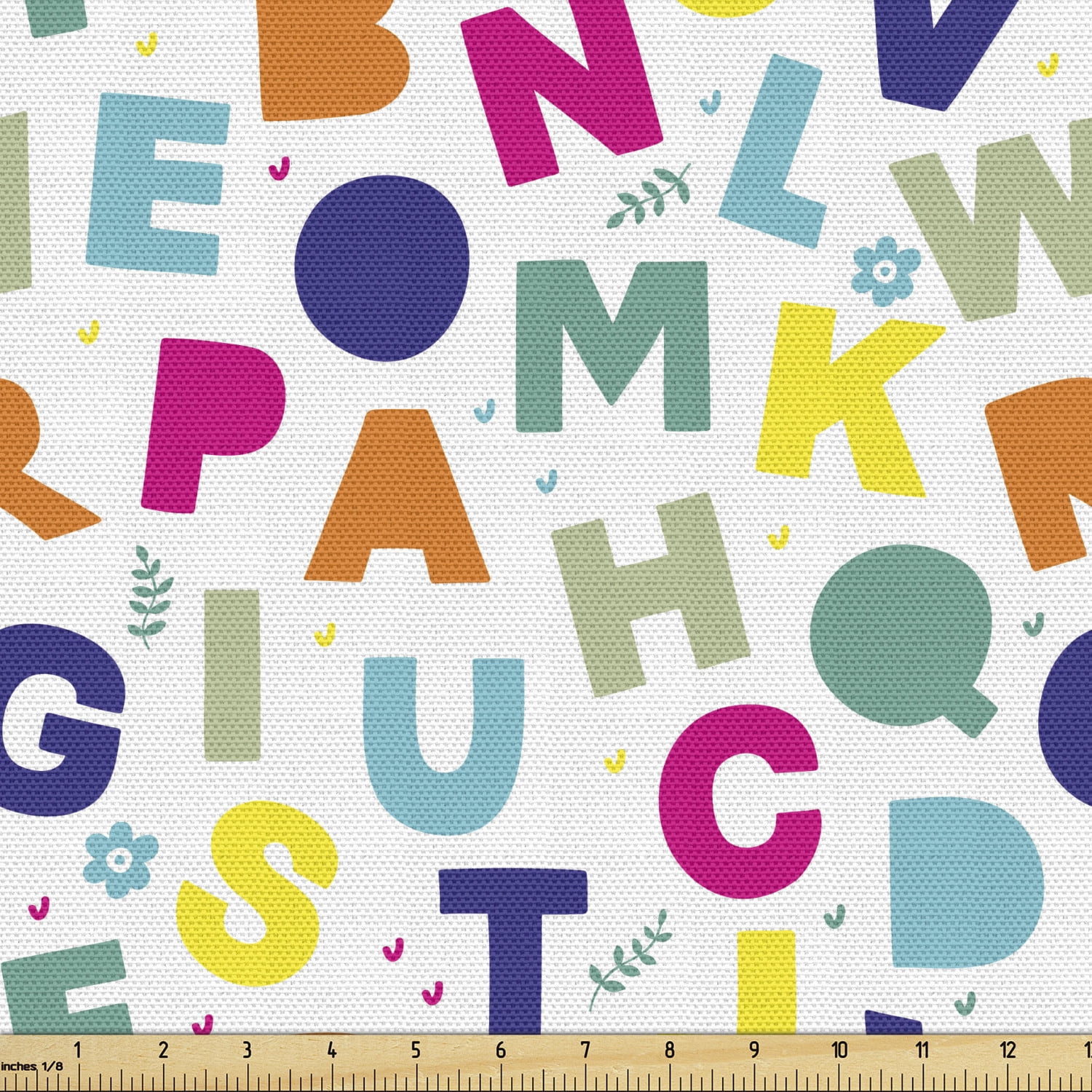 Ambesonne Alphabet Fabric by the Yard Upholstery, Simple Colorful ...