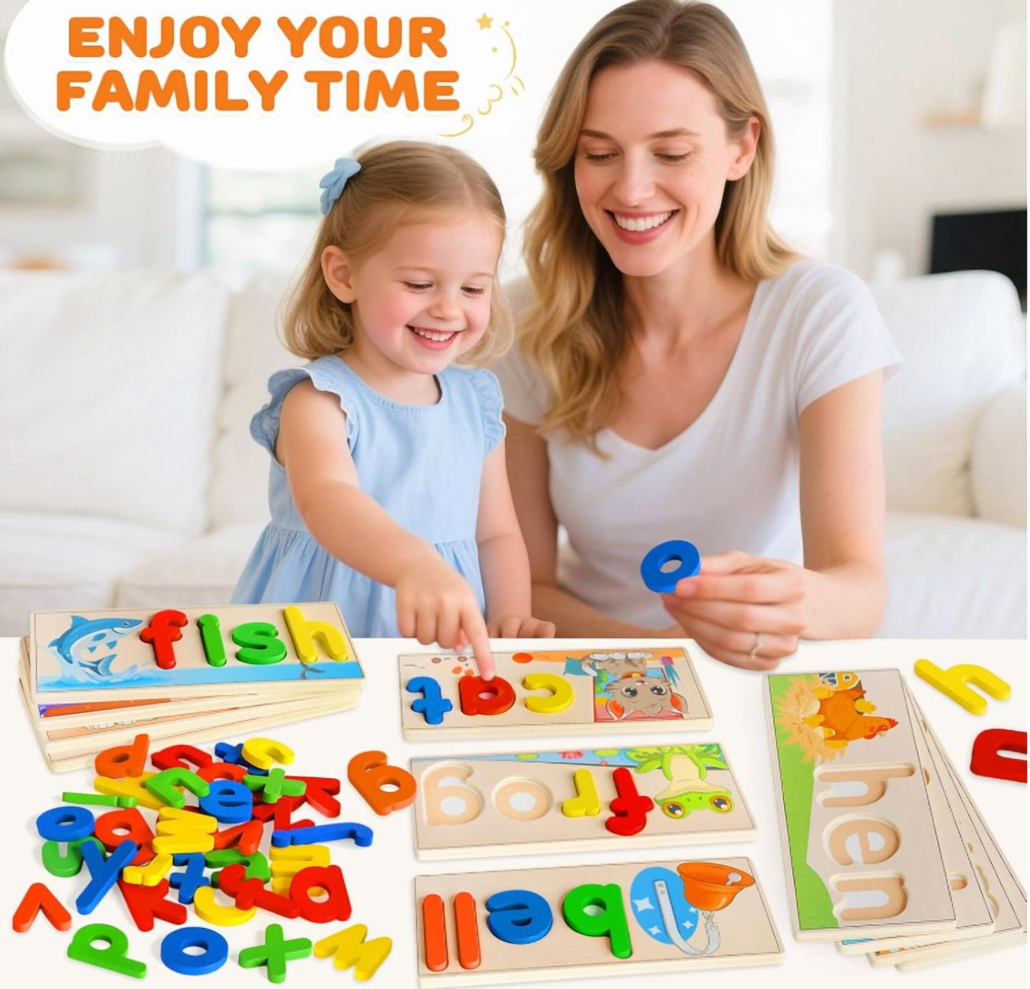 Alphabet Flash Cards, ABC Learning Toys for Kids 3-5, Wooden Letters ...