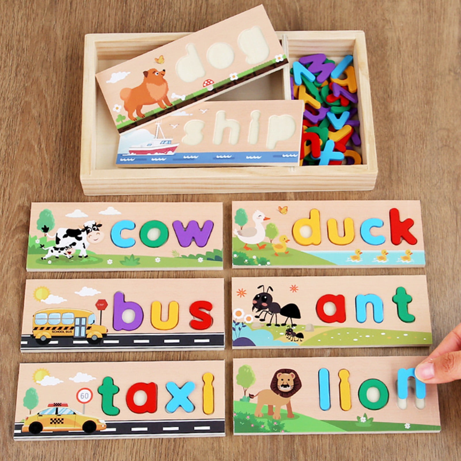 Alphabet Flash Cards, ABC Learning Toys for Kids 3-5, Wooden Letters ...