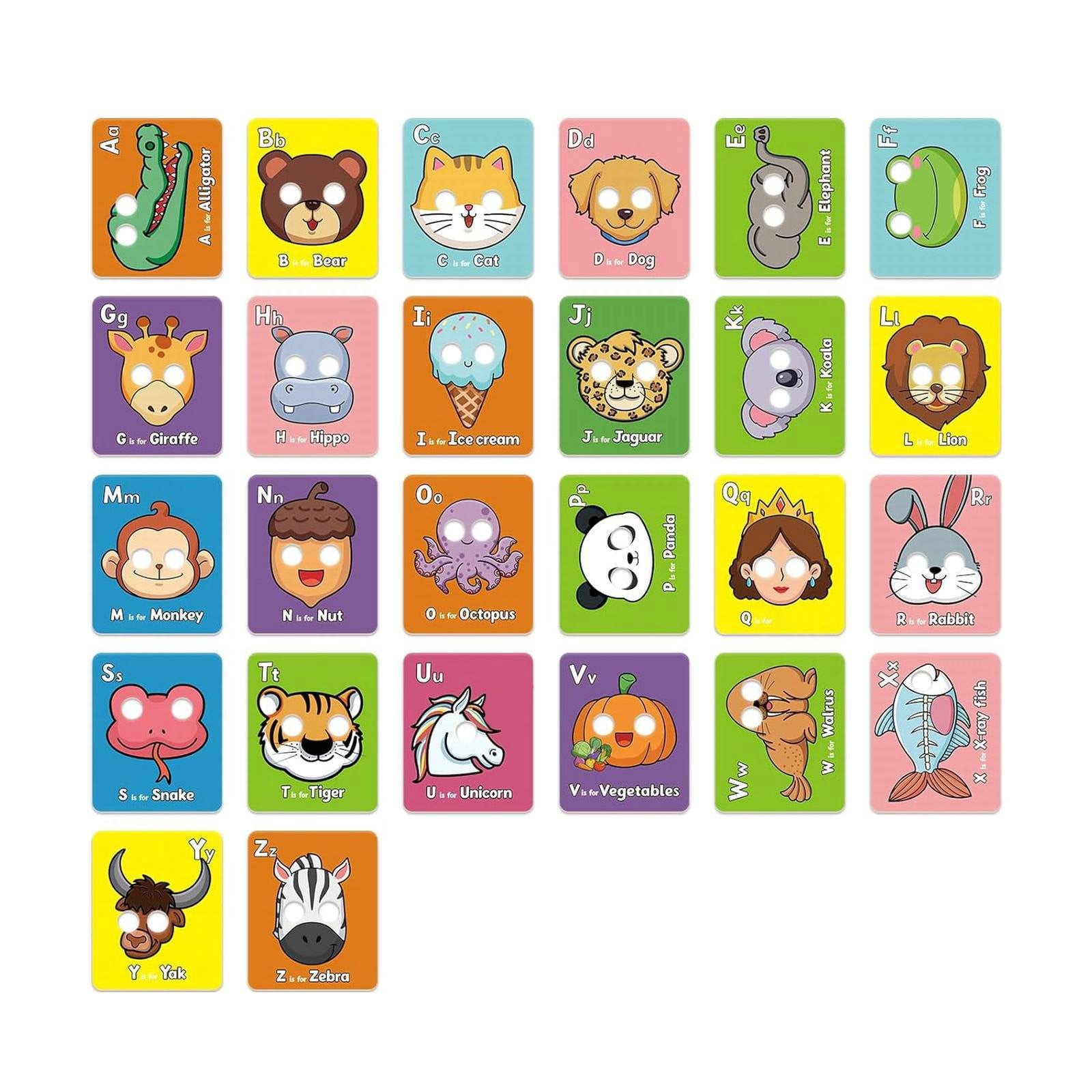 Alphabet Flash Cards,Giant ABC Animal Flash Cards for Toddler 3-5,26 ...