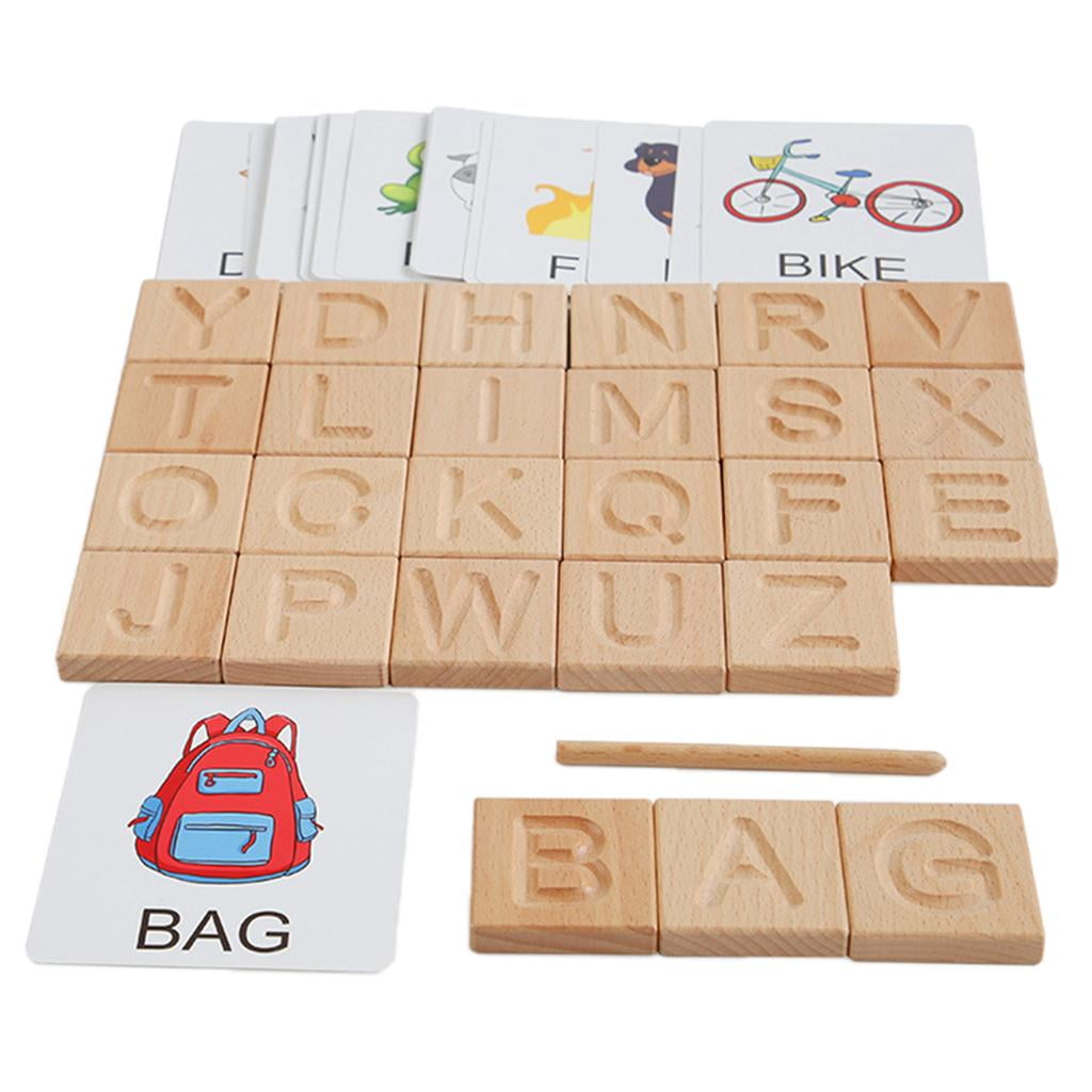 Alphabet Flash Cards Wooden Letter Puzzle ABC Sight 3+ Years - Walmart.com