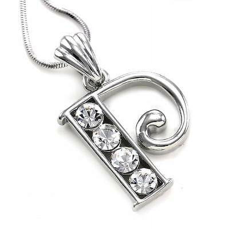 Alphabet Initial Letter P Pendant Necklace Charm Silver Tone Teen ...