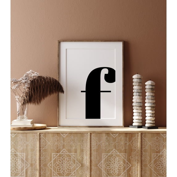 Alphabet Initial Minimal Letter Art, Stretched Canvas Size 12x18 ...