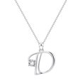 Alphabet Initial Rhinestone Pendant Necklace For Women Silver Shiny ...