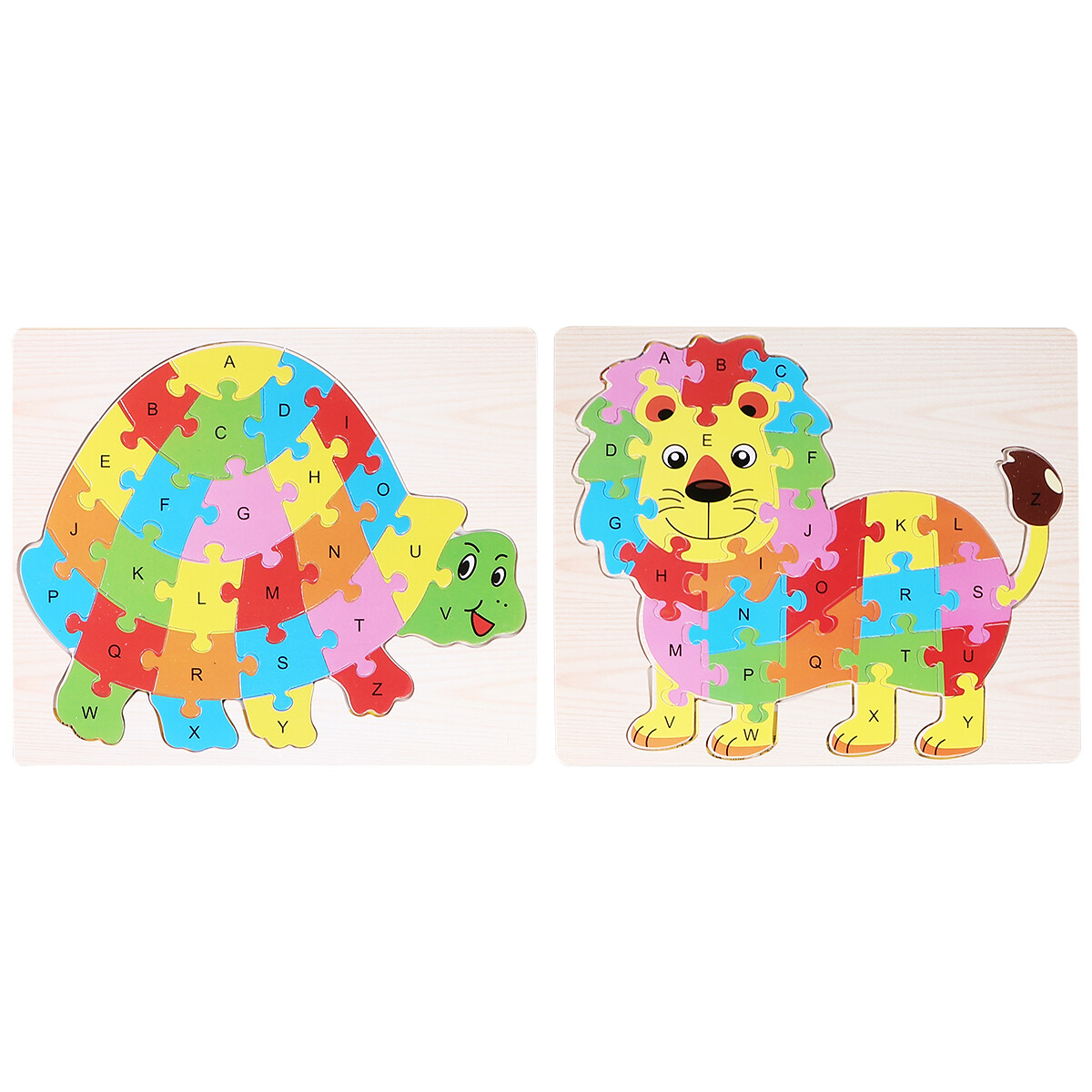 Alphabet Jigsaw Puzzles, 2 Sets of Wooden Animal Shaped Puzzles 26 ...