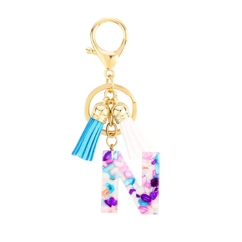 Alphabet Keyring A-Z Initials Letter Key Chian with Tassel Women Girls ...