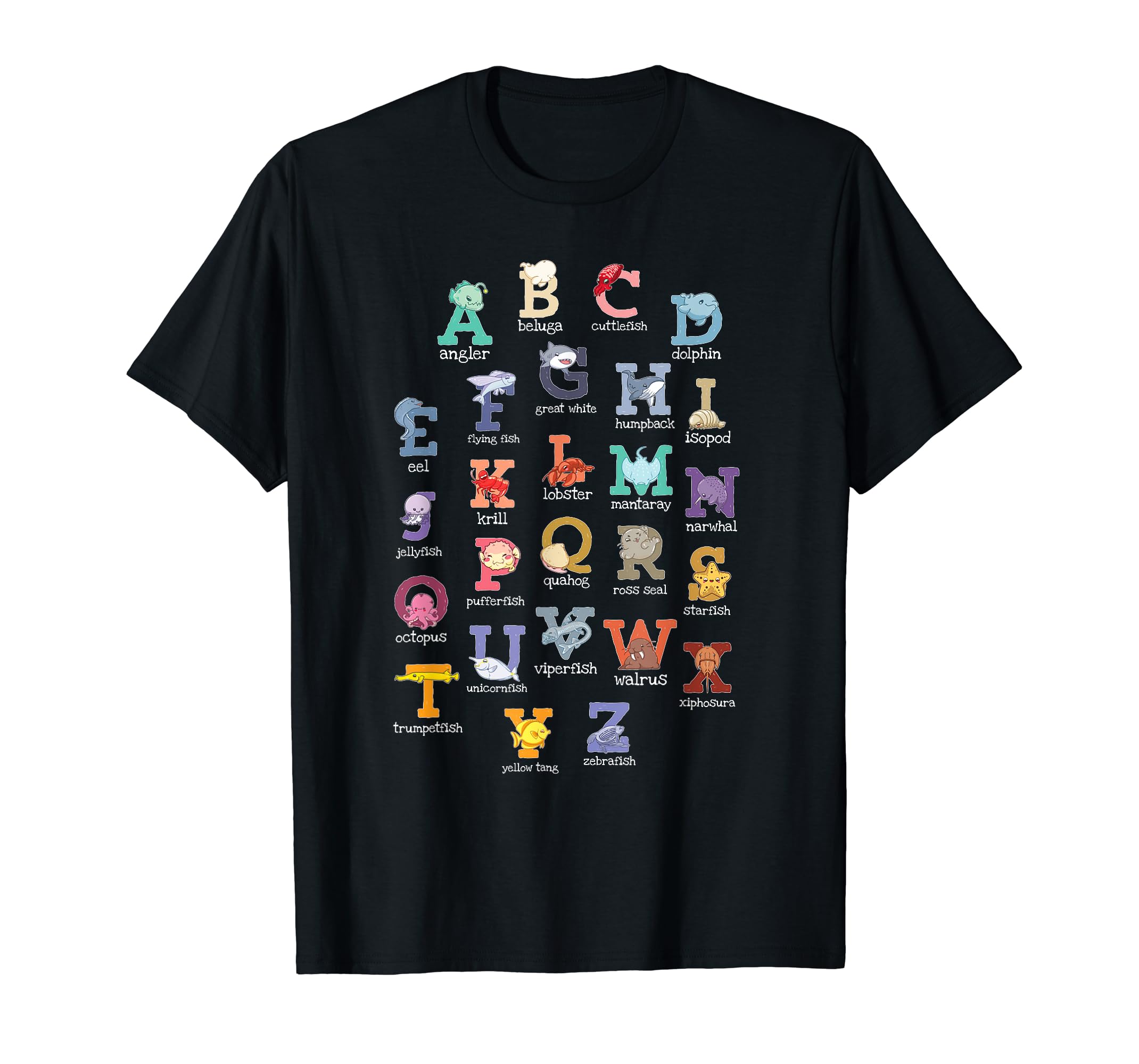 Alphabet Kids Letters Ocean Animals Lover T-Shirt - Walmart.com