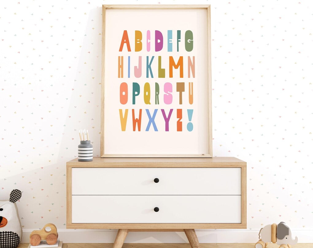 Alphabet Kids Print, Abc Toddler Wall Art, Quirky Typography, Boho ...