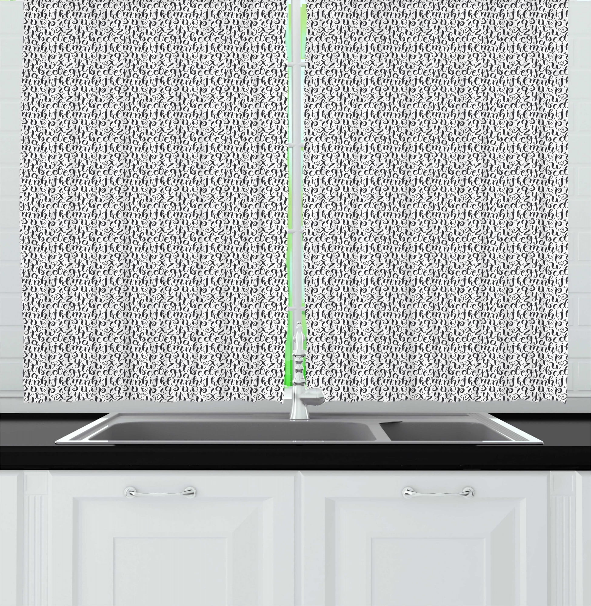 Alphabet Kitchen Curtains, Concept of Hand Written Cursive ABC on a ...