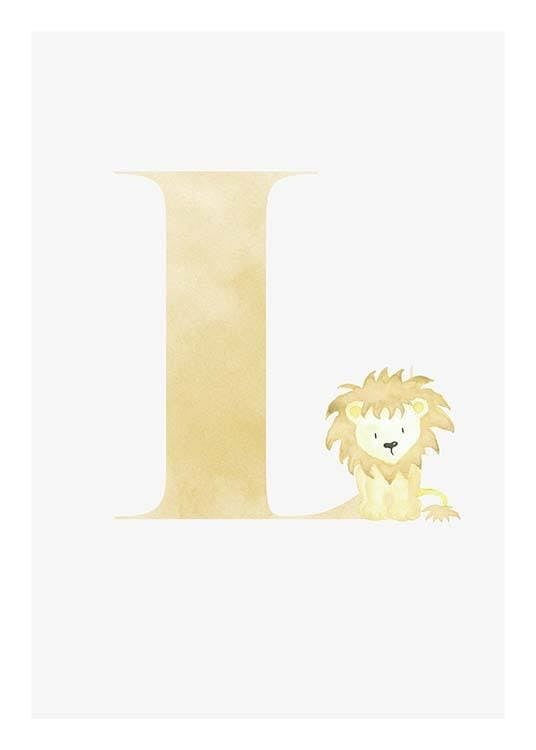 Alphabet L Print Wall Art, Modern Wall Decor For Living Room Bedroom ...