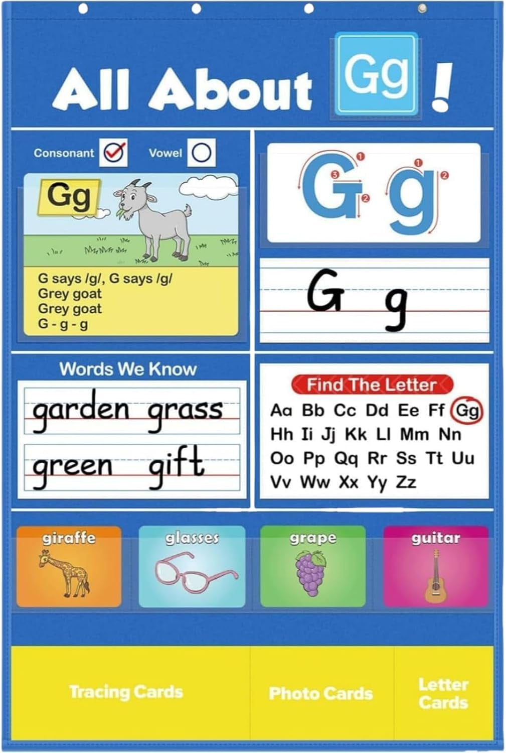 Alphabet Learning Pocket Chart - 23.62x15.75 Inches All About Letters ...