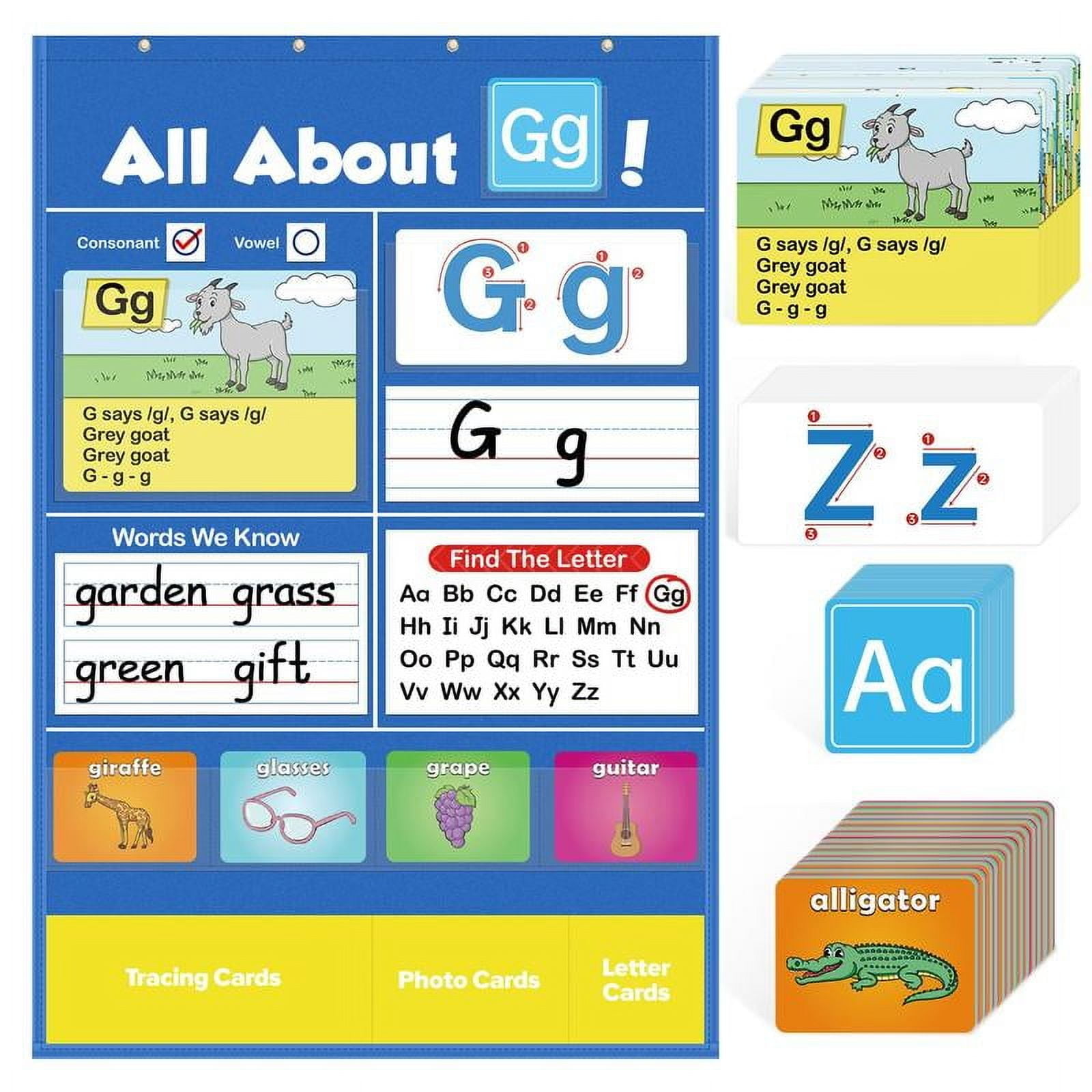 Alphabet Learning Pocket Chart Alphabet Wall Chart ABC Flash Cards ...