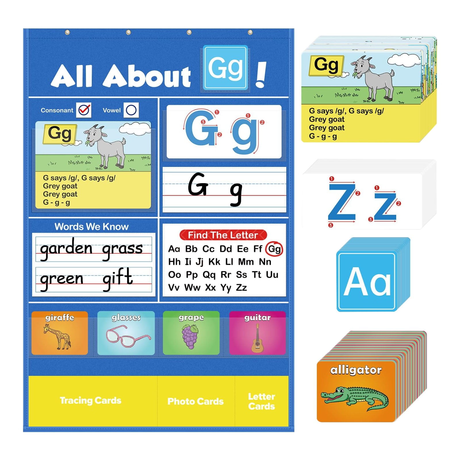 Alphabet Learning Pocket Chart Alphabet Wall Chart ABC Flashcard ...