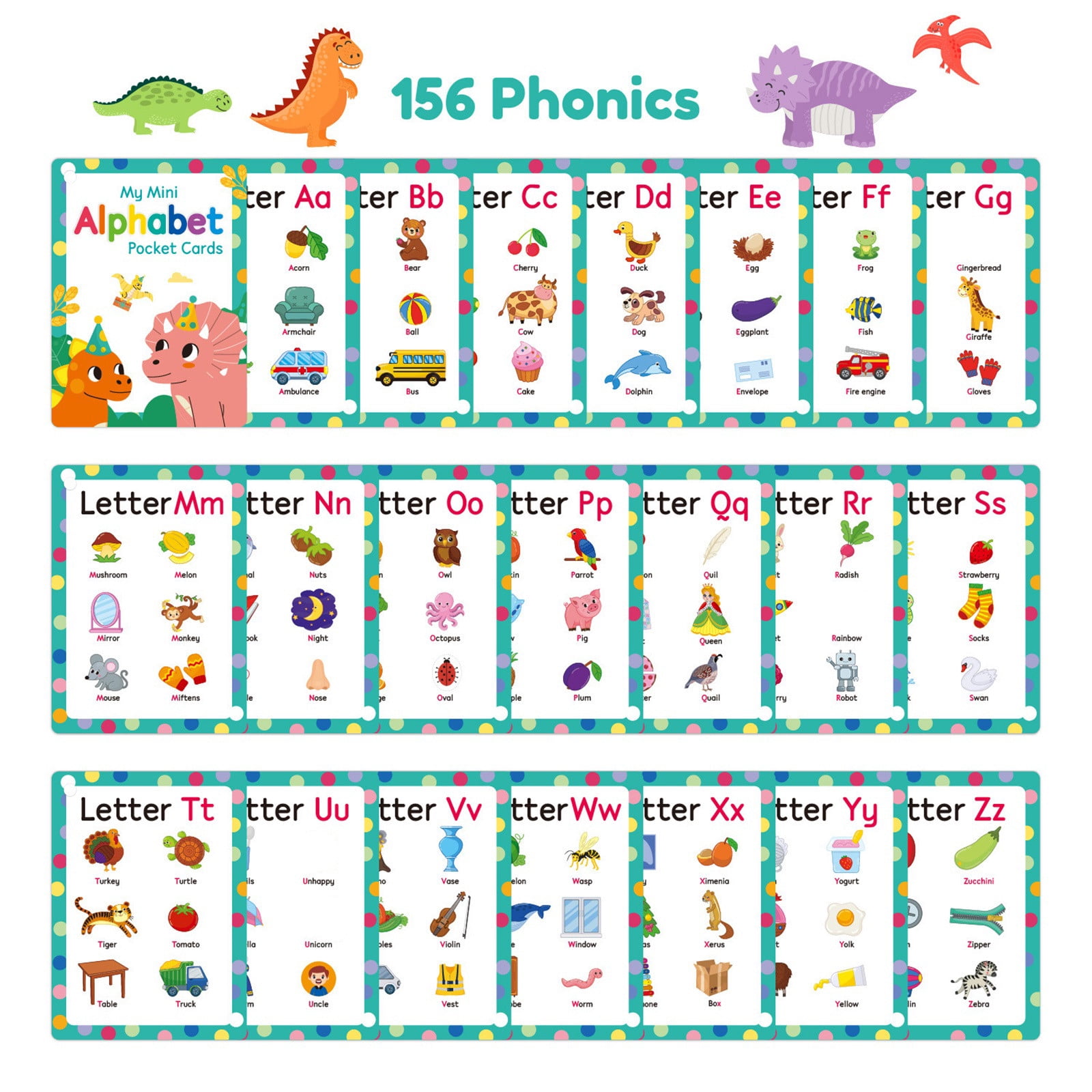 Alphabet Learning Pocket Chart, Alphabet Wall Chart For Toddlers 1-3 ...