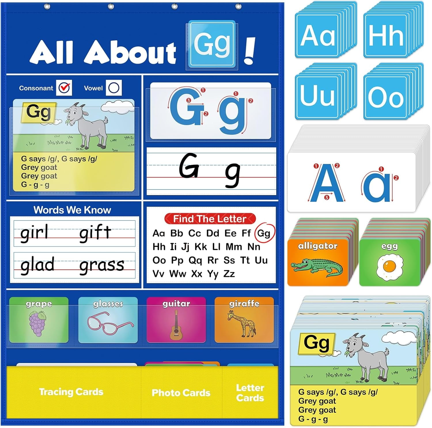 Alphabet Learning Pocket Chart, Circle Time Learning Center Alphabet ...
