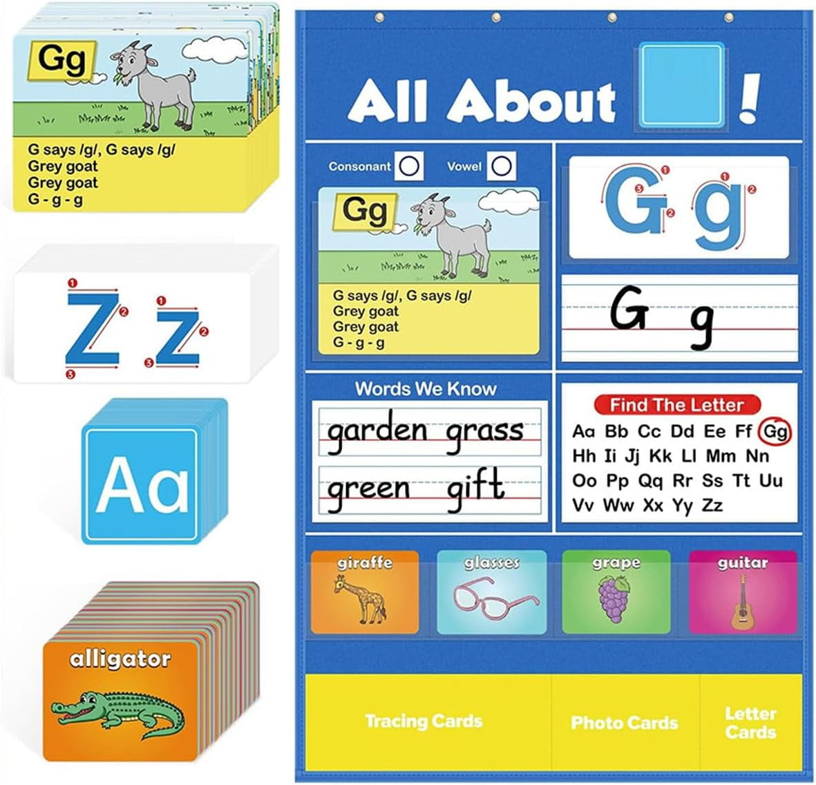 Alphabet Learning Pocket Chart,Letter Recognition Tool,Alphabet for ...
