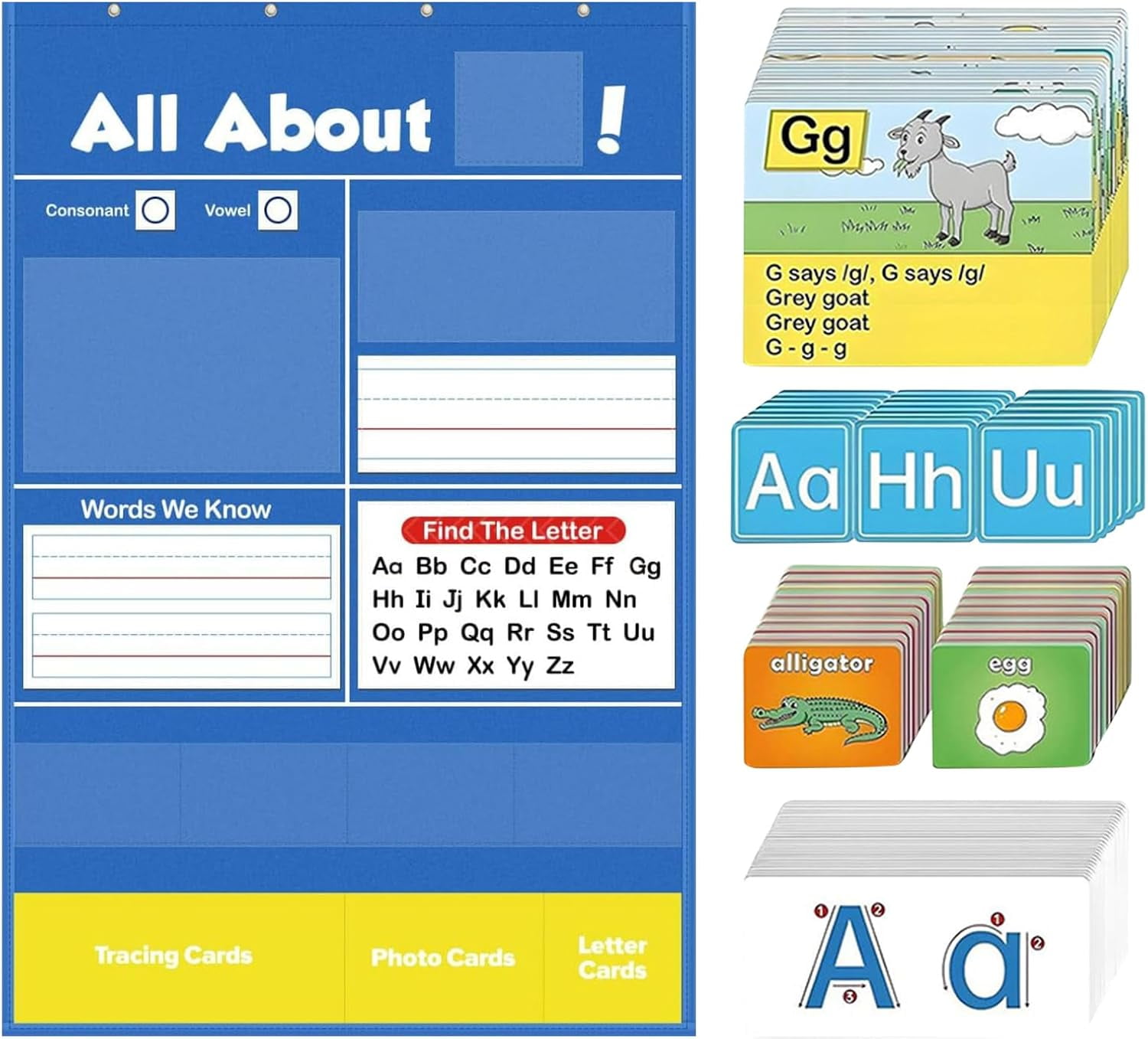 Alphabet Learning Pocket Chart, Letter Recognition Tool, Classroom Wall ...