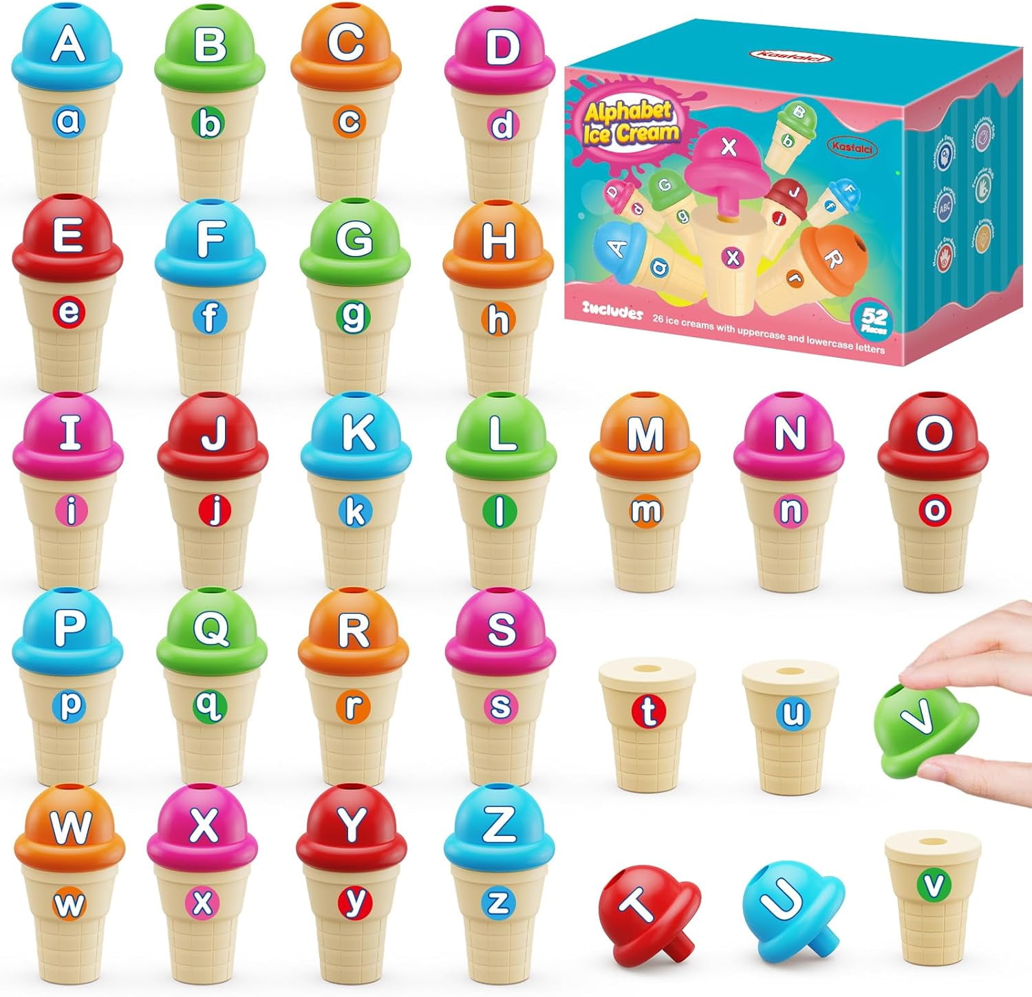 Alphabet Learning Toys,Ice Cream Toys Set,ABC Learning for Toddlers ...