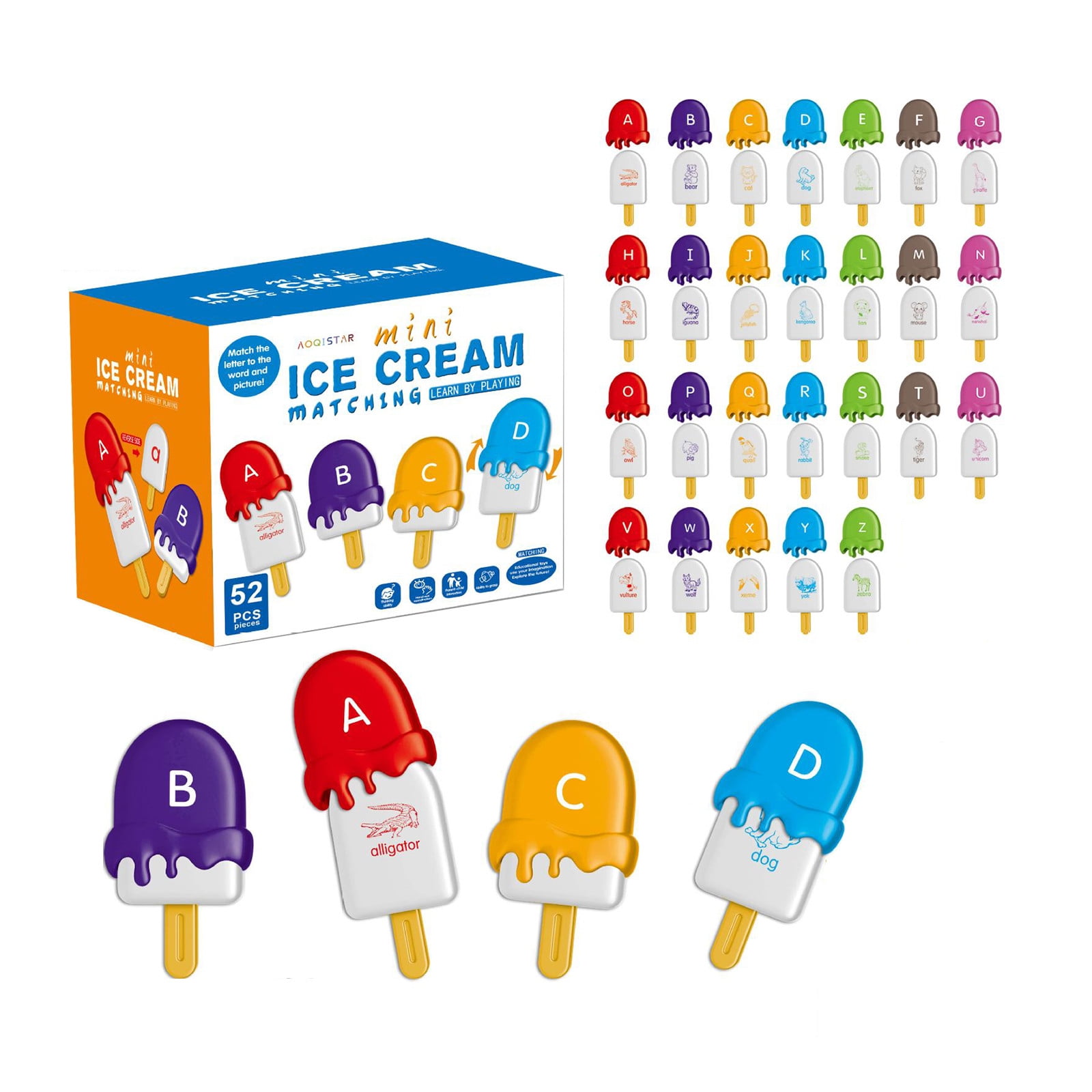 Alphabet Learning Toys for Toddle Ice Cream ABC Matching Toys Color ...