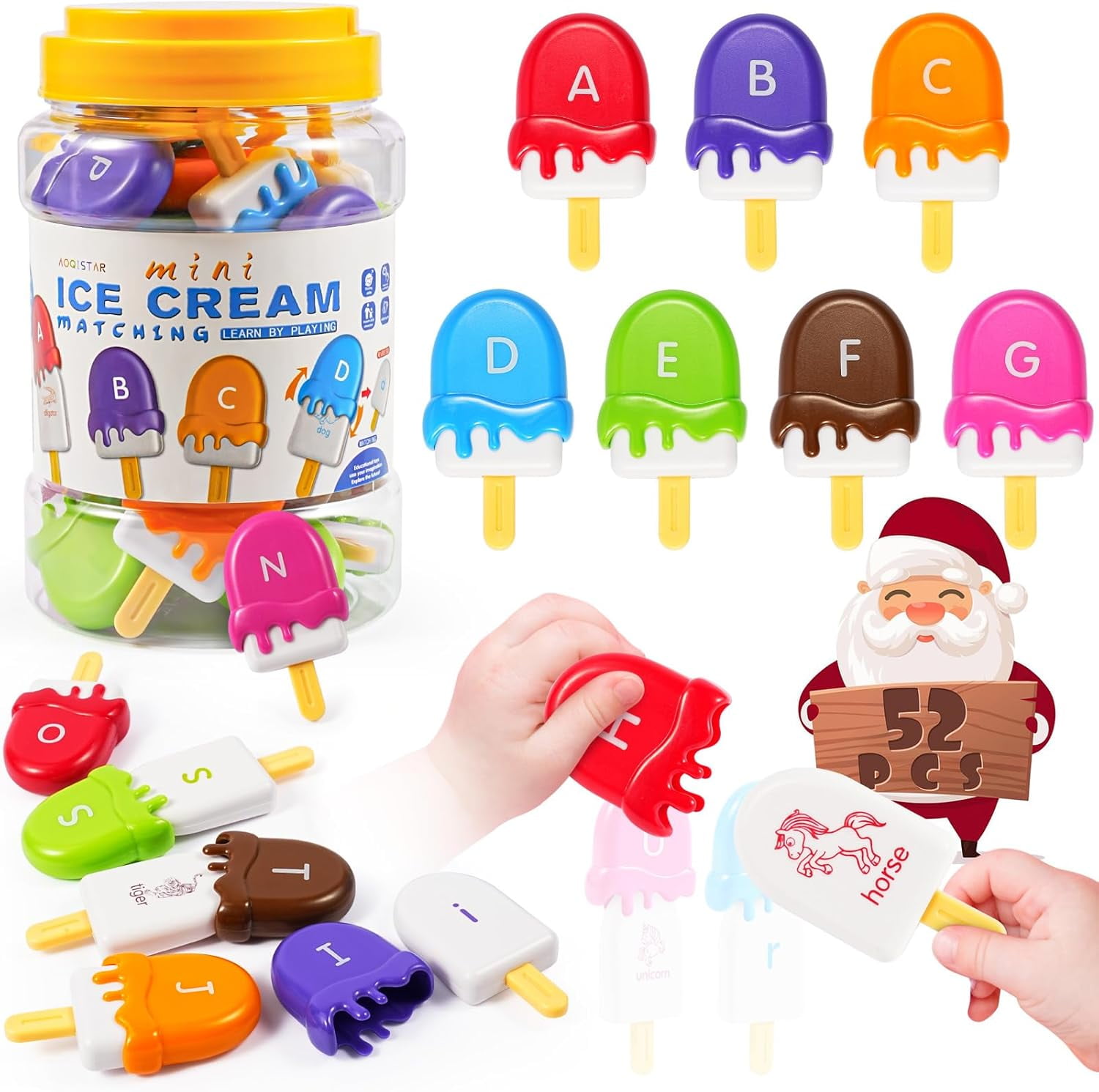 Alphabet Learning Toys for Toddlers Ice Cream ABC Letter Matching Toy ...