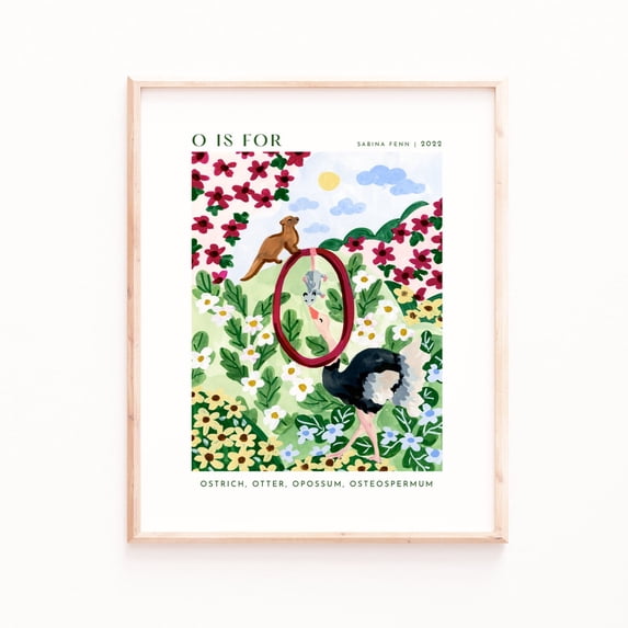 Alphabet Letter Art Poster Animals and Flowers - Nursery Wall Decor ...