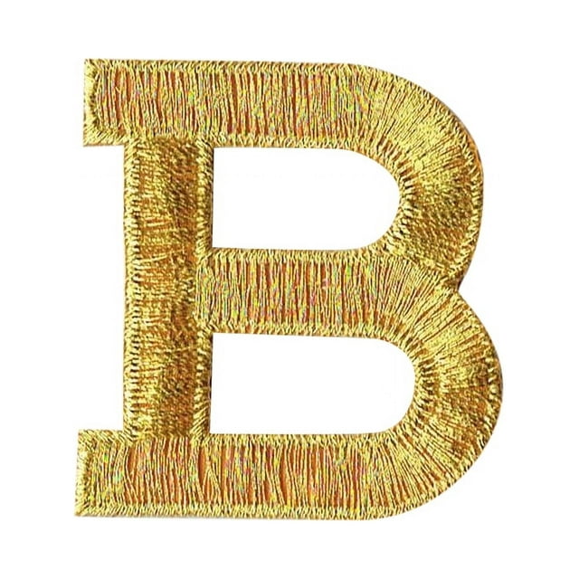 Alphabet Letter - B - Color Gold - 2" Block Style - Iron On Embroidered ...