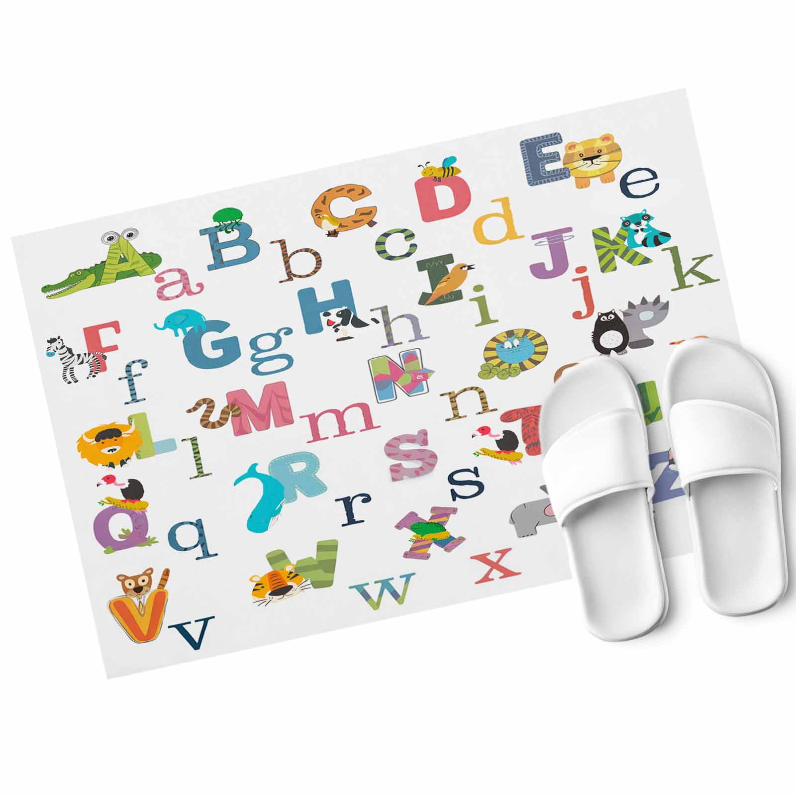 Alphabet Letter Door Mat Colorful Cartoon Animals ABCD Letter Non Slip ...