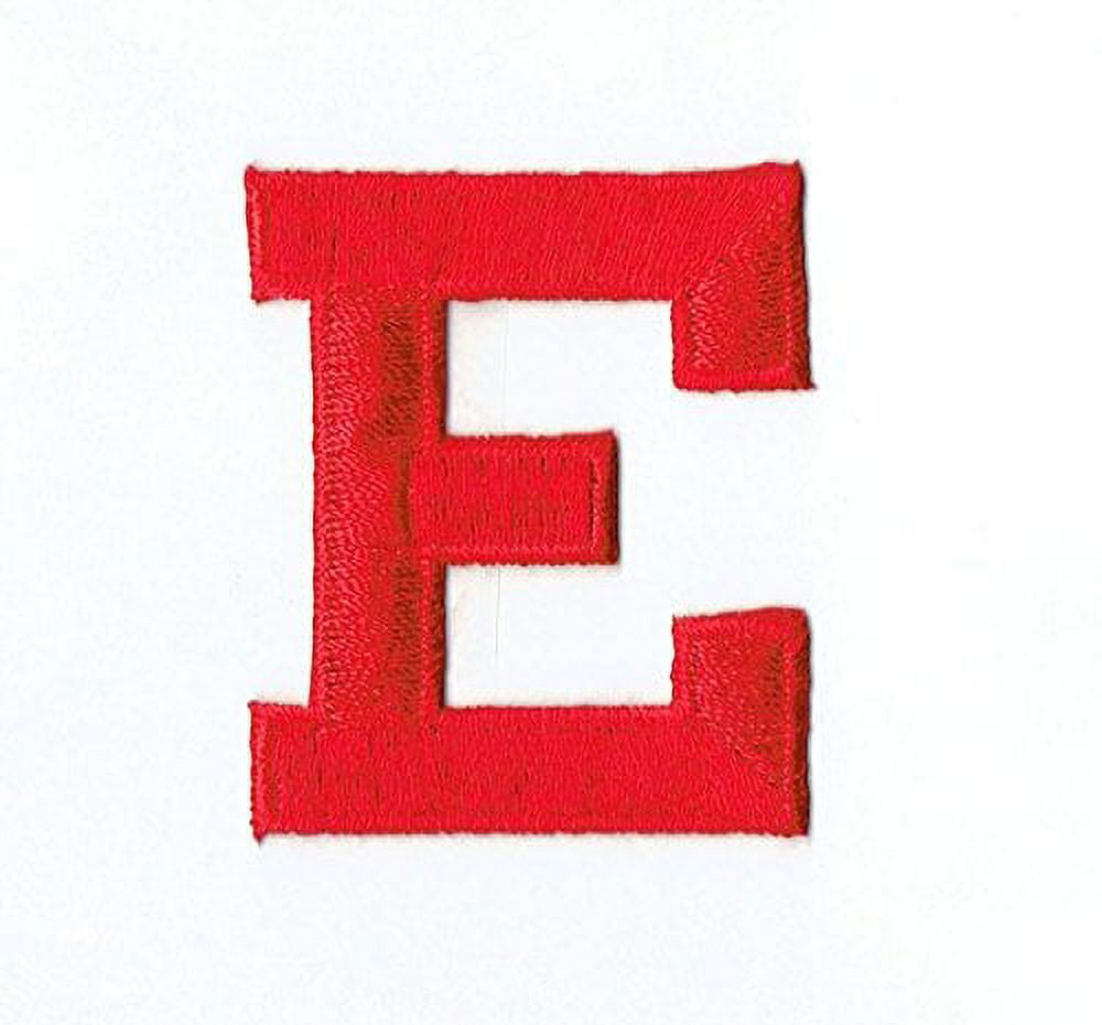 Alphabet Letter - E - Color Red - 2" Block Style - Iron On Embroidered ...