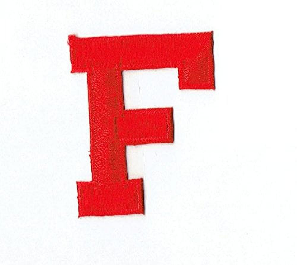 Alphabet Letter - F - Color Red - 2" Block Style - Iron On Embroidered ...