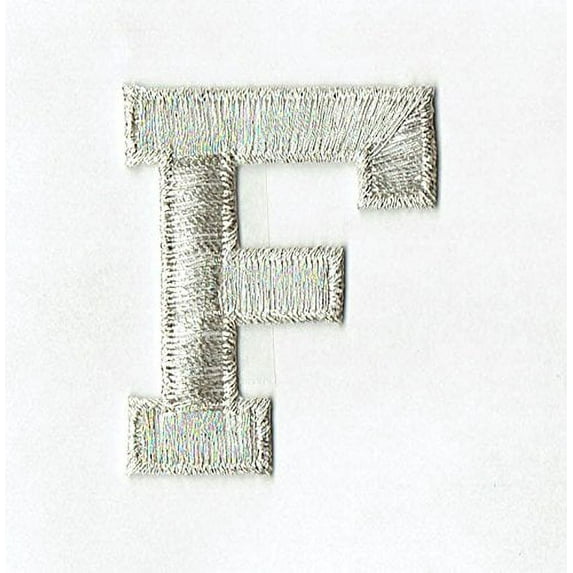 Alphabet Letter - F - Color Silver - 2" Block Style - Iron On ...