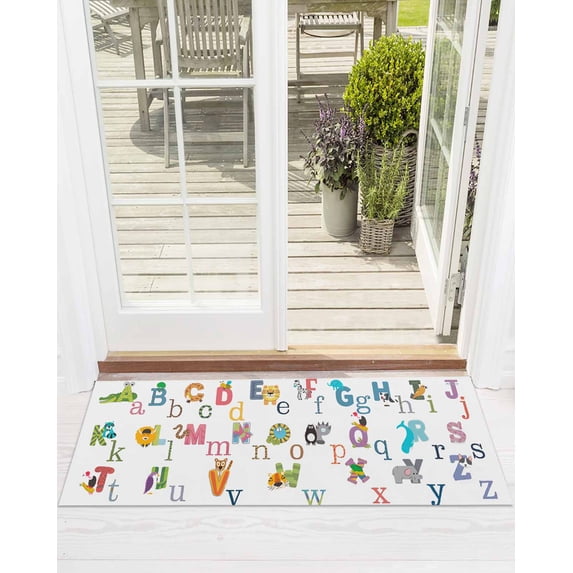 Alphabet Letter Front Door Mat Colorful Cartoon Animals ABCD Letter ...