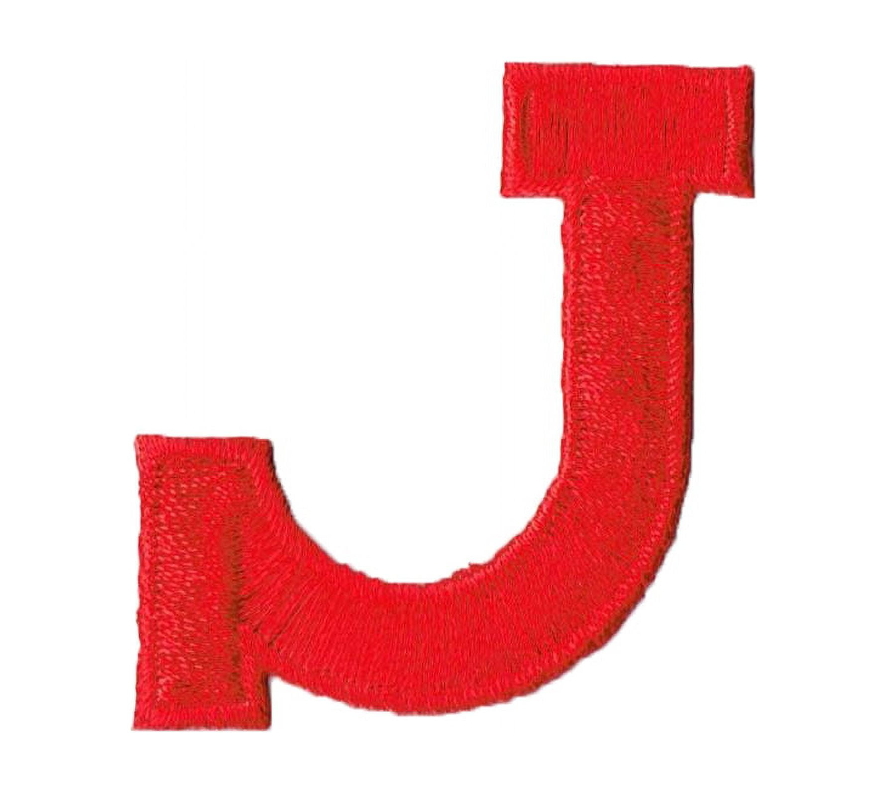 Alphabet Letter - J - Color Red - 2" Block Style - Iron On Embroidered ...