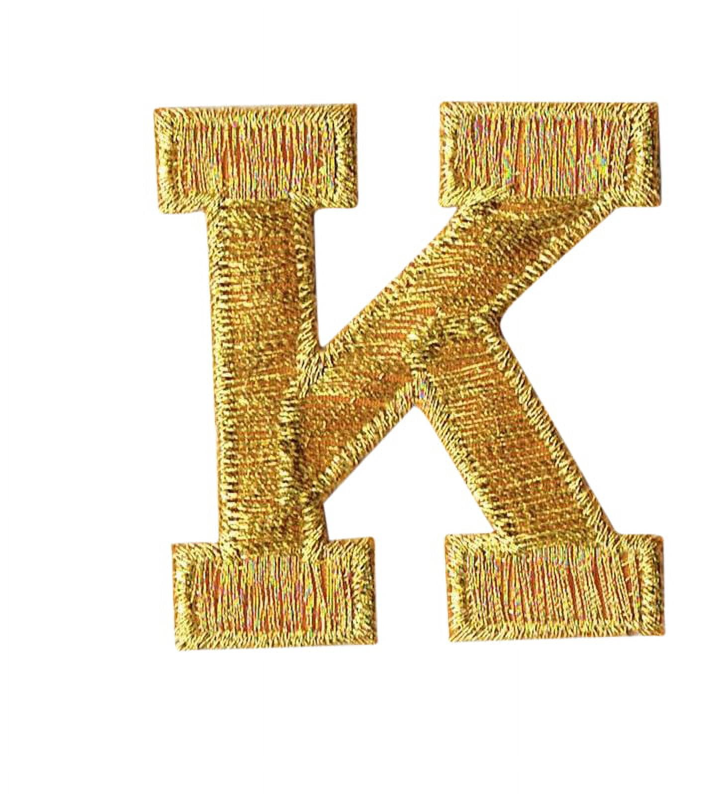 Alphabet Letter - K - Color Gold - 2" Block Style - Iron On Embroidered ...