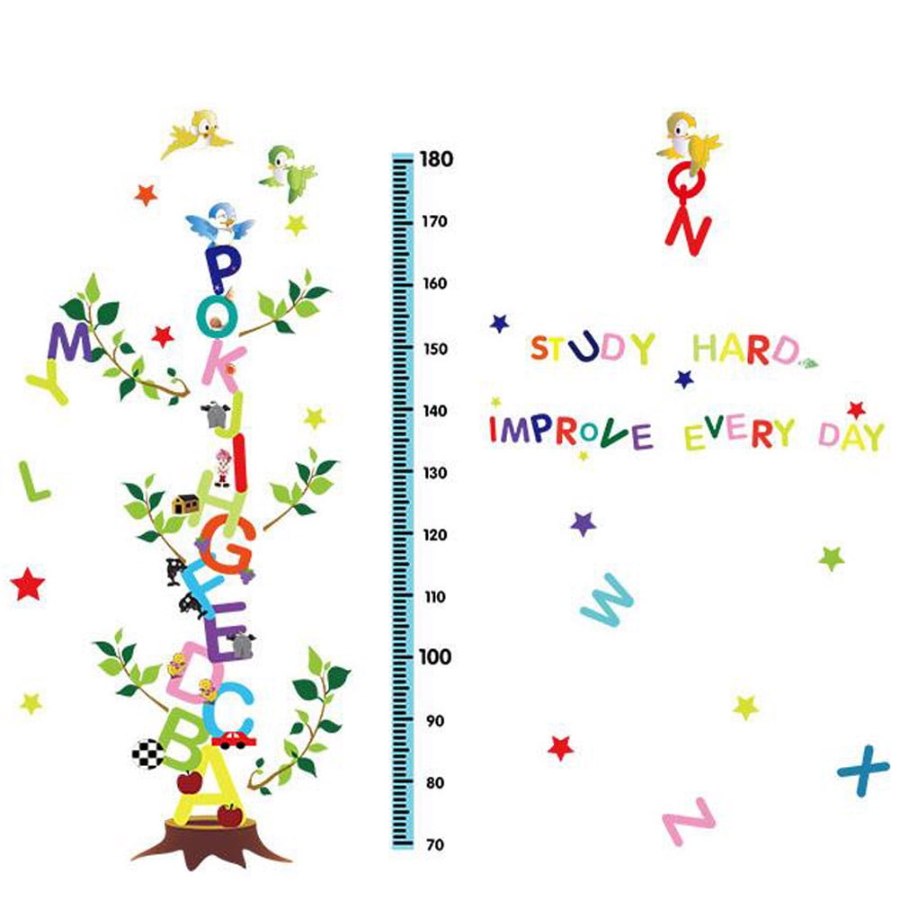 Alphabet Letter Measure Height Cartoon Wall Stickers Decal for Kids ...