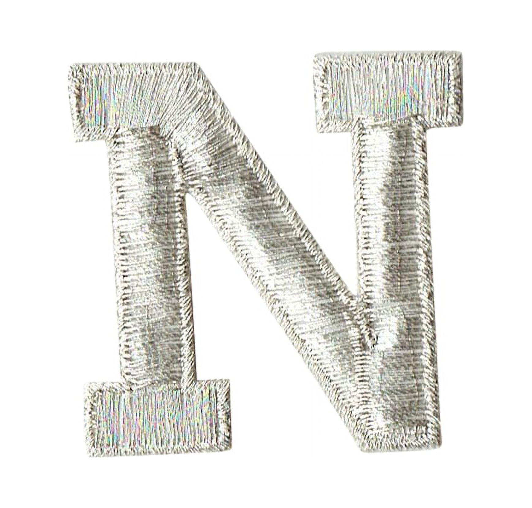 Alphabet Letter - N - Color Silver - 2" Block Style - Iron On ...