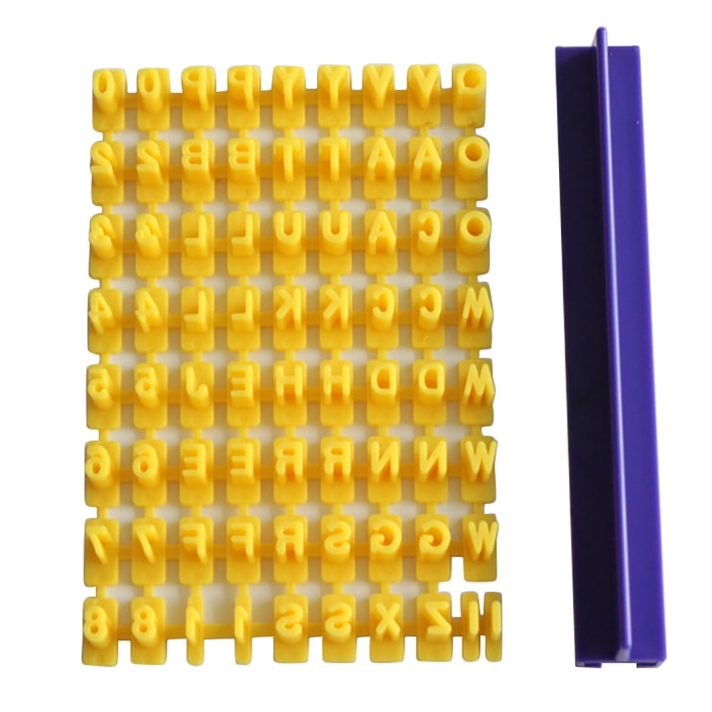 Alphabet Letter Number Cookie Press Stamp Embosser Round Cutter Stencil ...