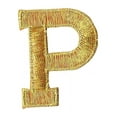 Gold Color Alphabet Letter P, 2" Block Style Iron-on Embroidered Patch ...