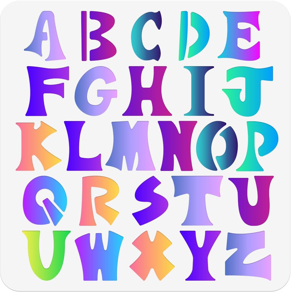 Alphabet Letter Painting Stencils 11.81x11.81 Inch Reusable DIY Art and ...