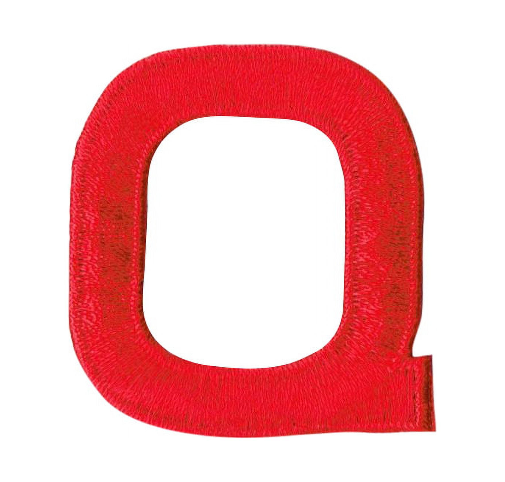 Alphabet Letter - Q - Color Red - 2" Block Style - Iron On Embroidered ...