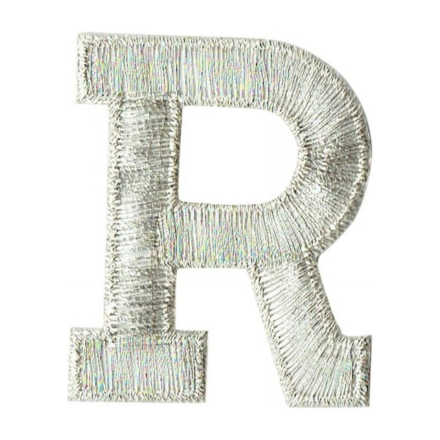 Alphabet Letter - R - Color Silver - 2" Block Style - Iron On ...