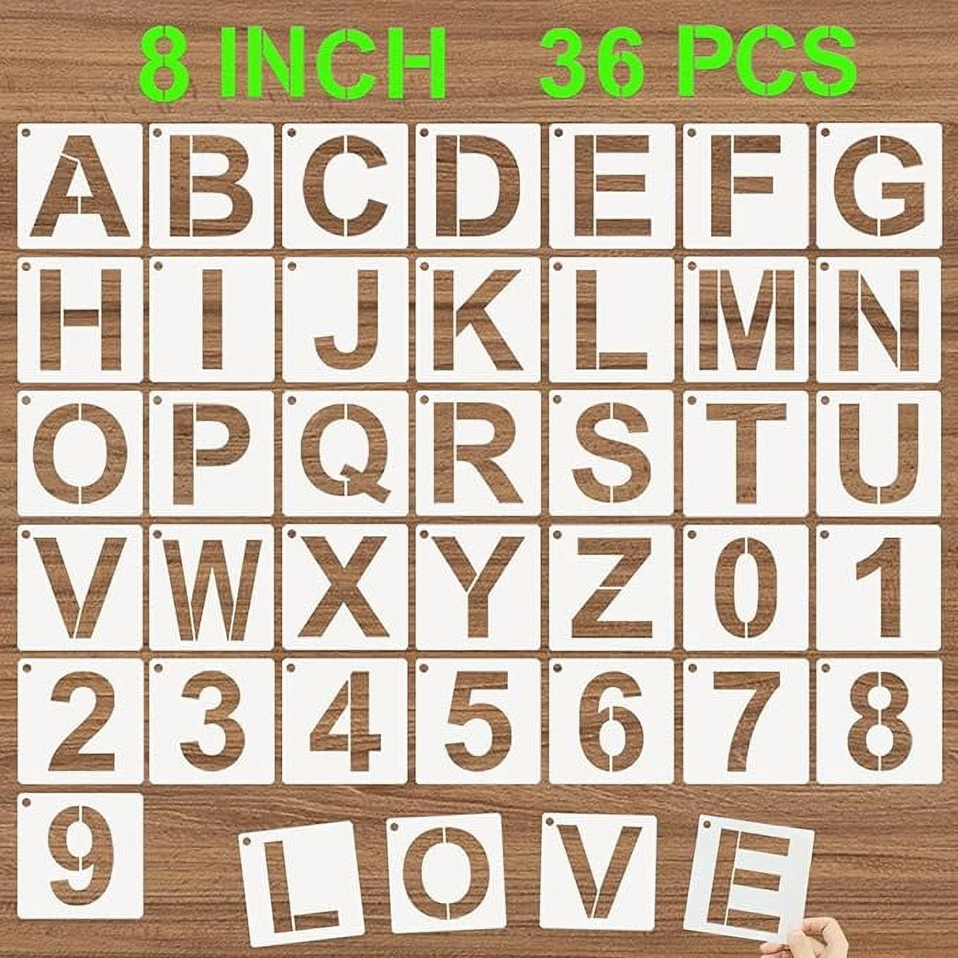 Alphabet Letter Stencils 8 Inch, 36 Pcs Reusable Plastic Letter Numbers ...