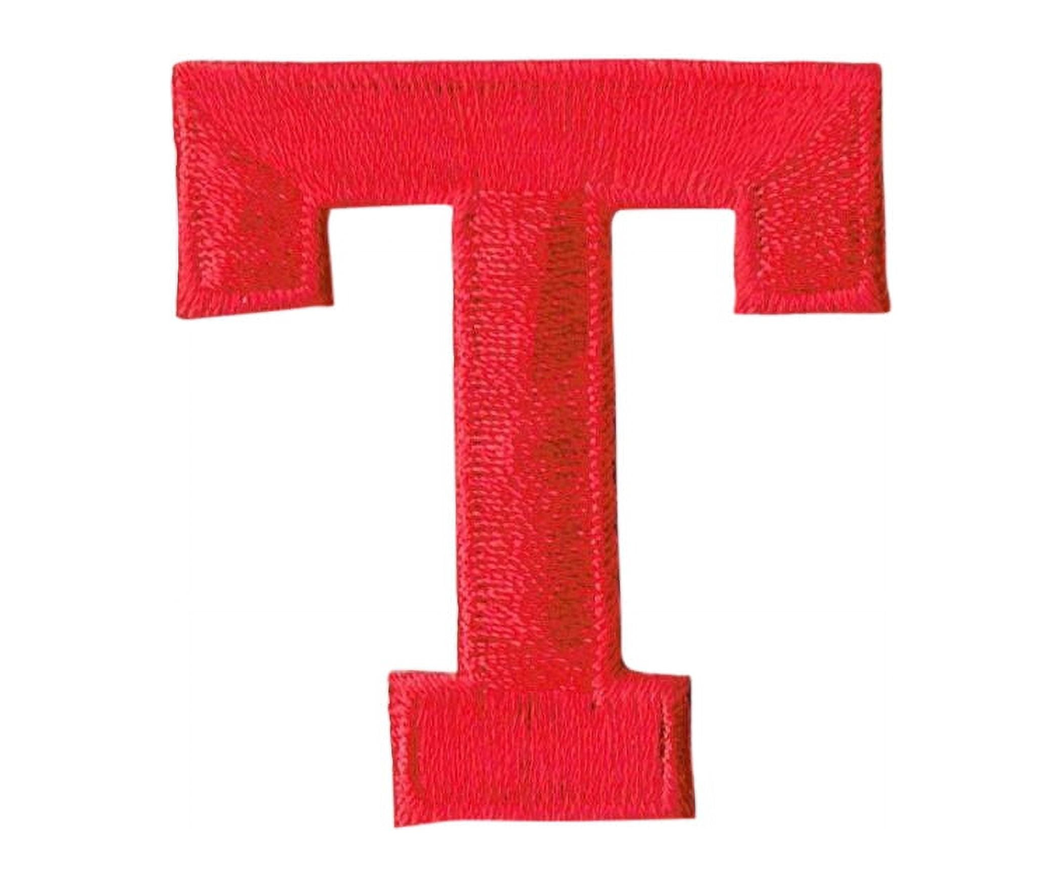 Red Alphabet Letter T, 2" Block Style, Individual Iron On Embroidered ...