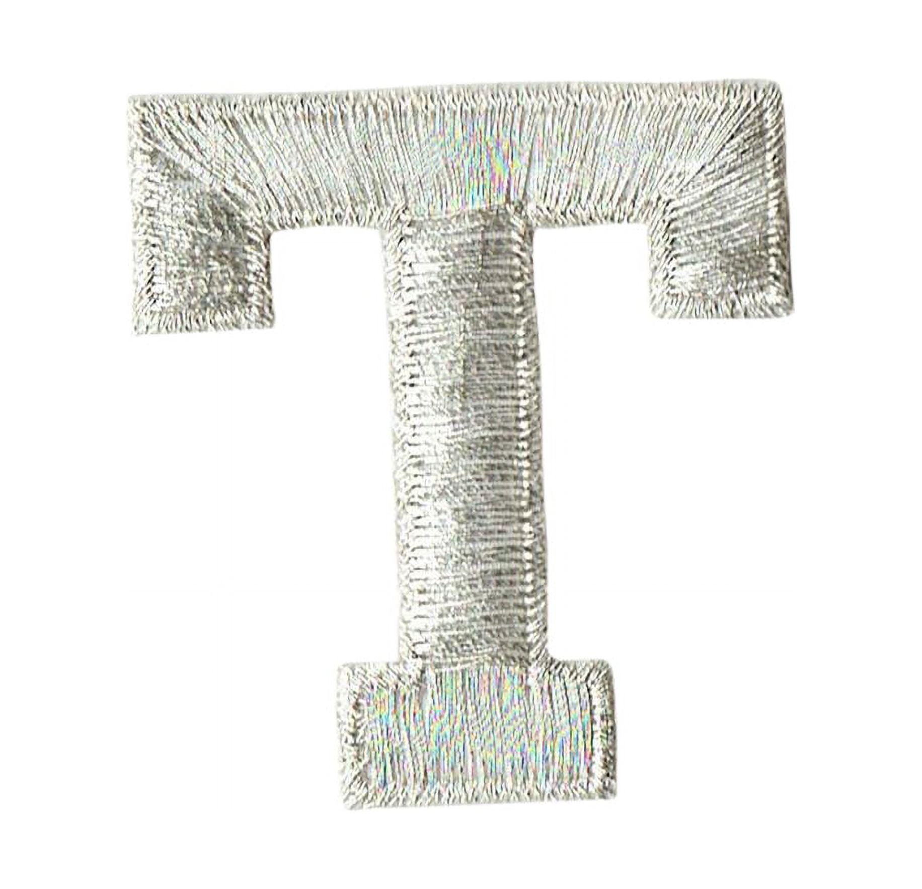 Alphabet Letter - T - Color Silver - 2" Block Style - Iron On ...